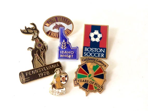Vintage Pins Set, Boston Soccer, Lions Club, Idaho, C… - Gem