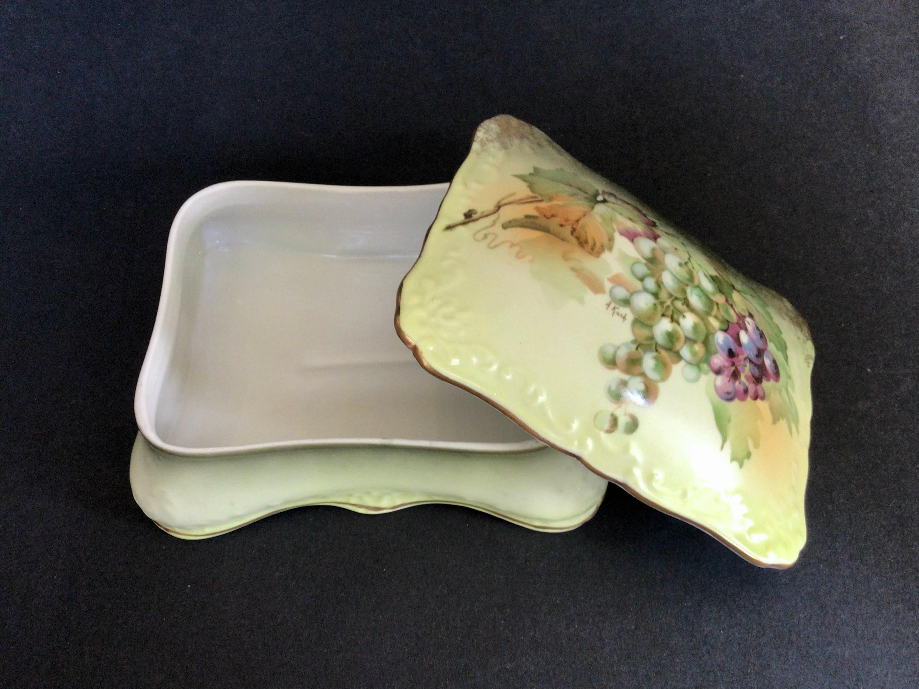 Antique Porcelain Box With Lid A & C Bavaria Koch Signed | Etsy