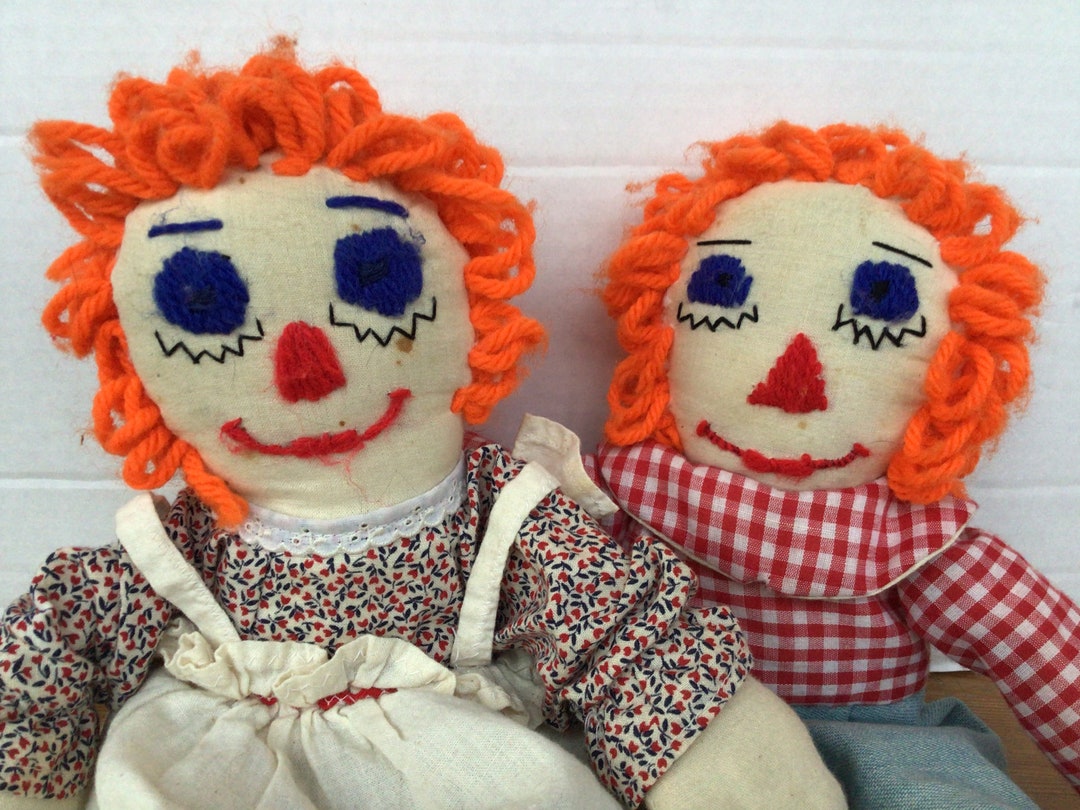 Vintage Raggedy Ann & Andy Doll Set: 1960s Handmade Cloth Dolls - Etsy