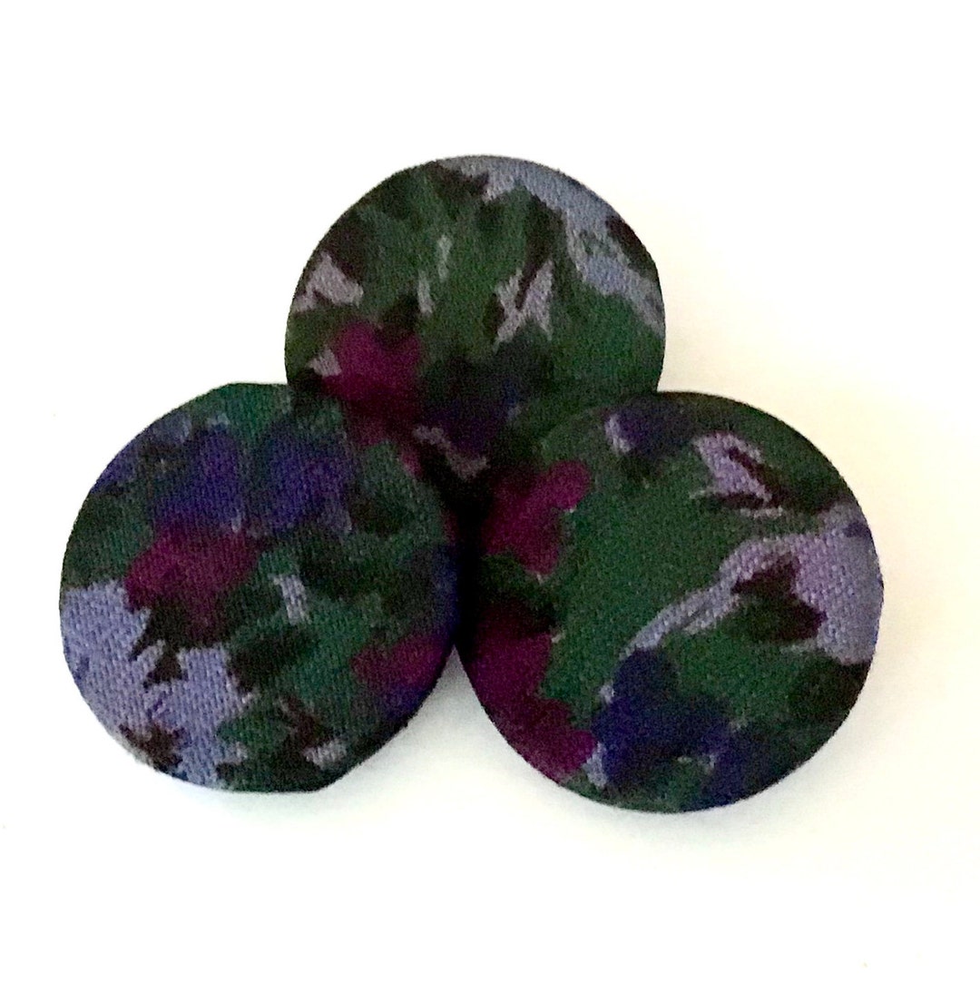 3 Vintage Fabric Buttons, Art Deco Buttons, Handmade Buttons, Collector ...