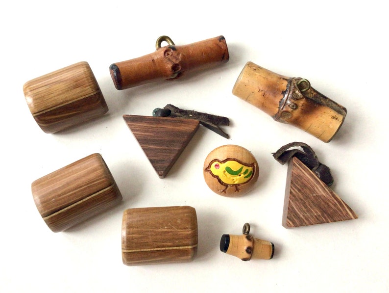 9 Wood Buttons, Toggle Buttons Vintage Buttons With Shank, Hand-made ...