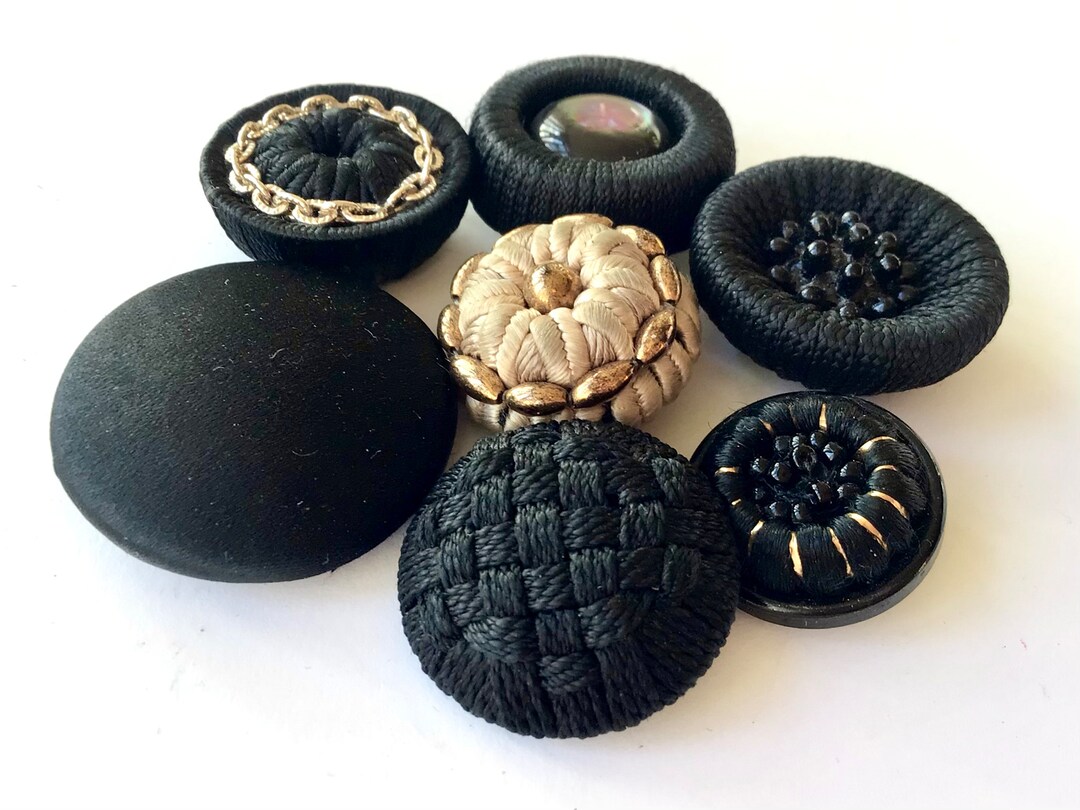 Black Button, Vintage Woven Cord Buttons Lot, Vintage Mourning Button ...