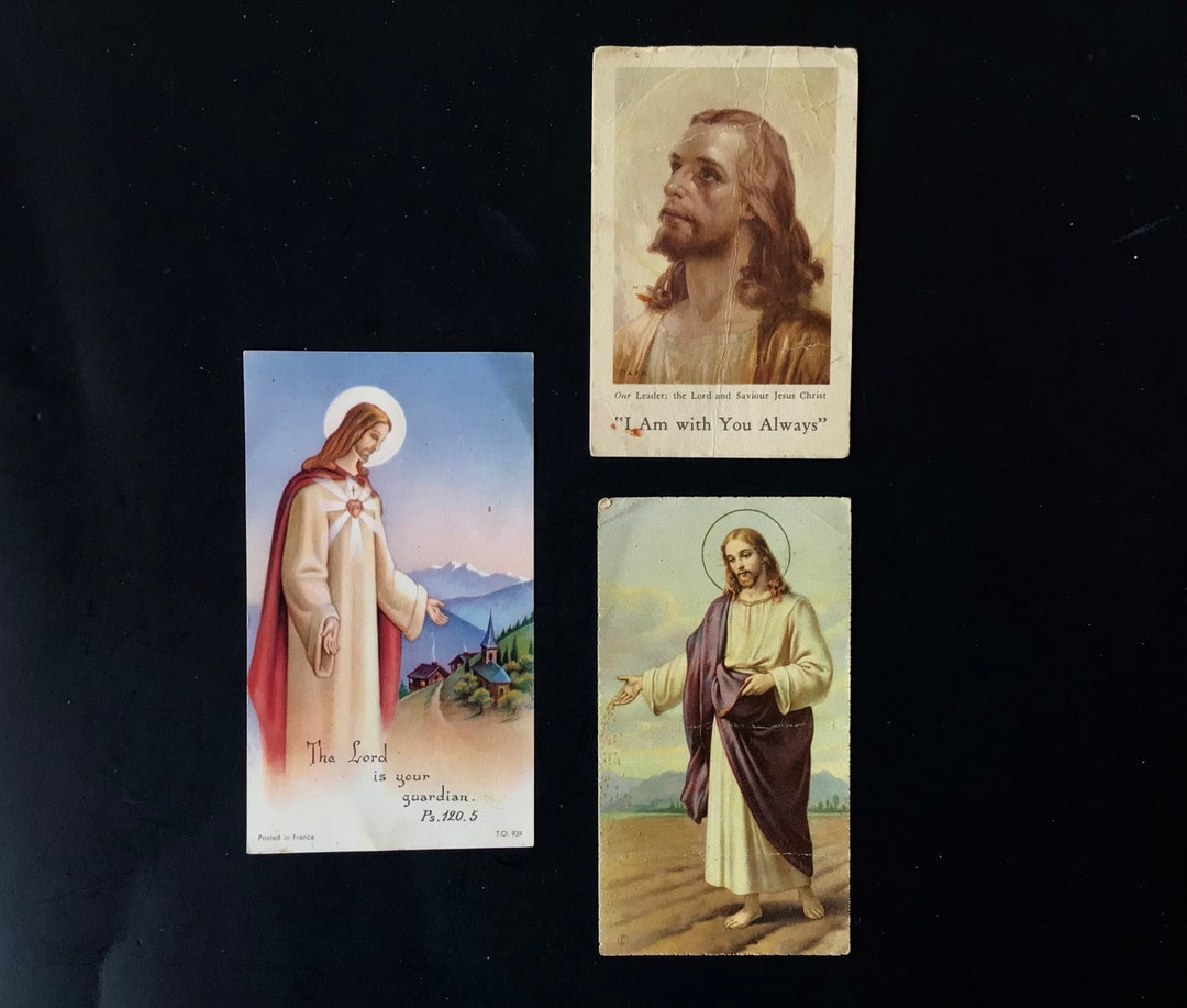 3 Vintage Holy Card Vintage Prayer Card Lord & Savior Jesus - Etsy