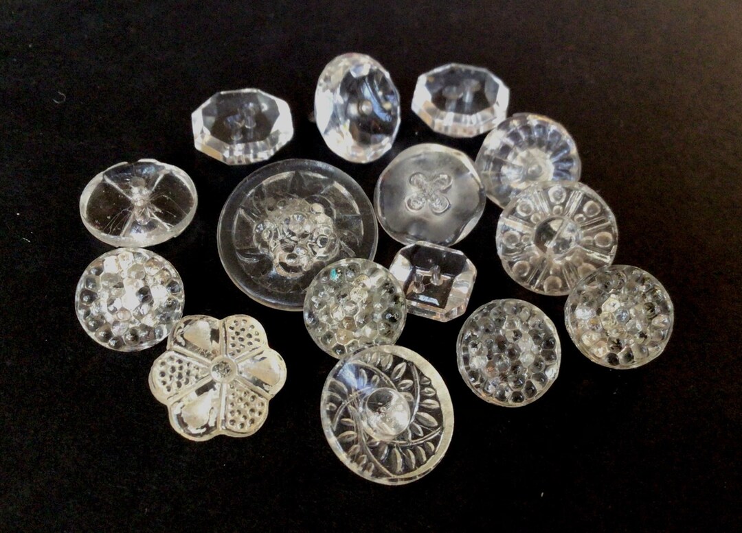 Small Glass Buttons Lot, Vintage Buttons, Authentic Czech Glass Buttons ...