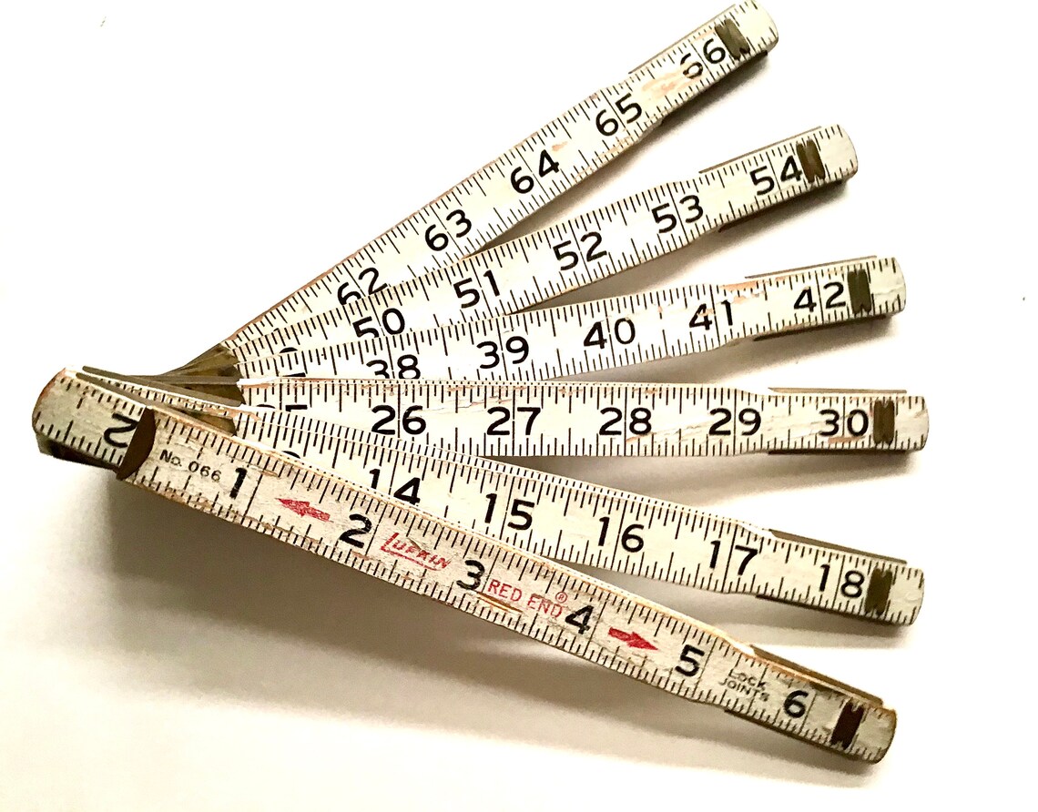 Vintage Measuring Tape Wooden Lufkin Red End Folding Ruler - Etsy