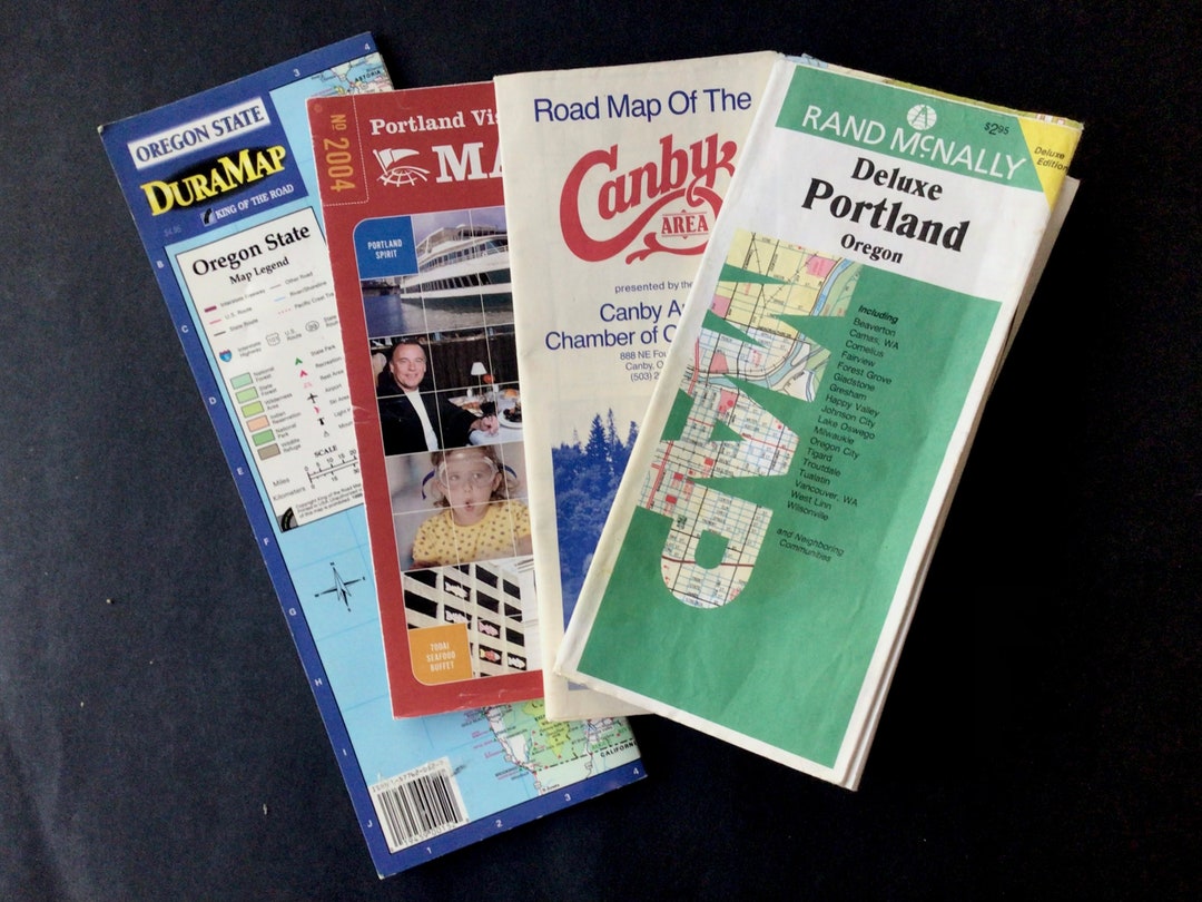 Vintage Tourist Travel Maps Portland Oregon Travel Guides, 1980s Street ...