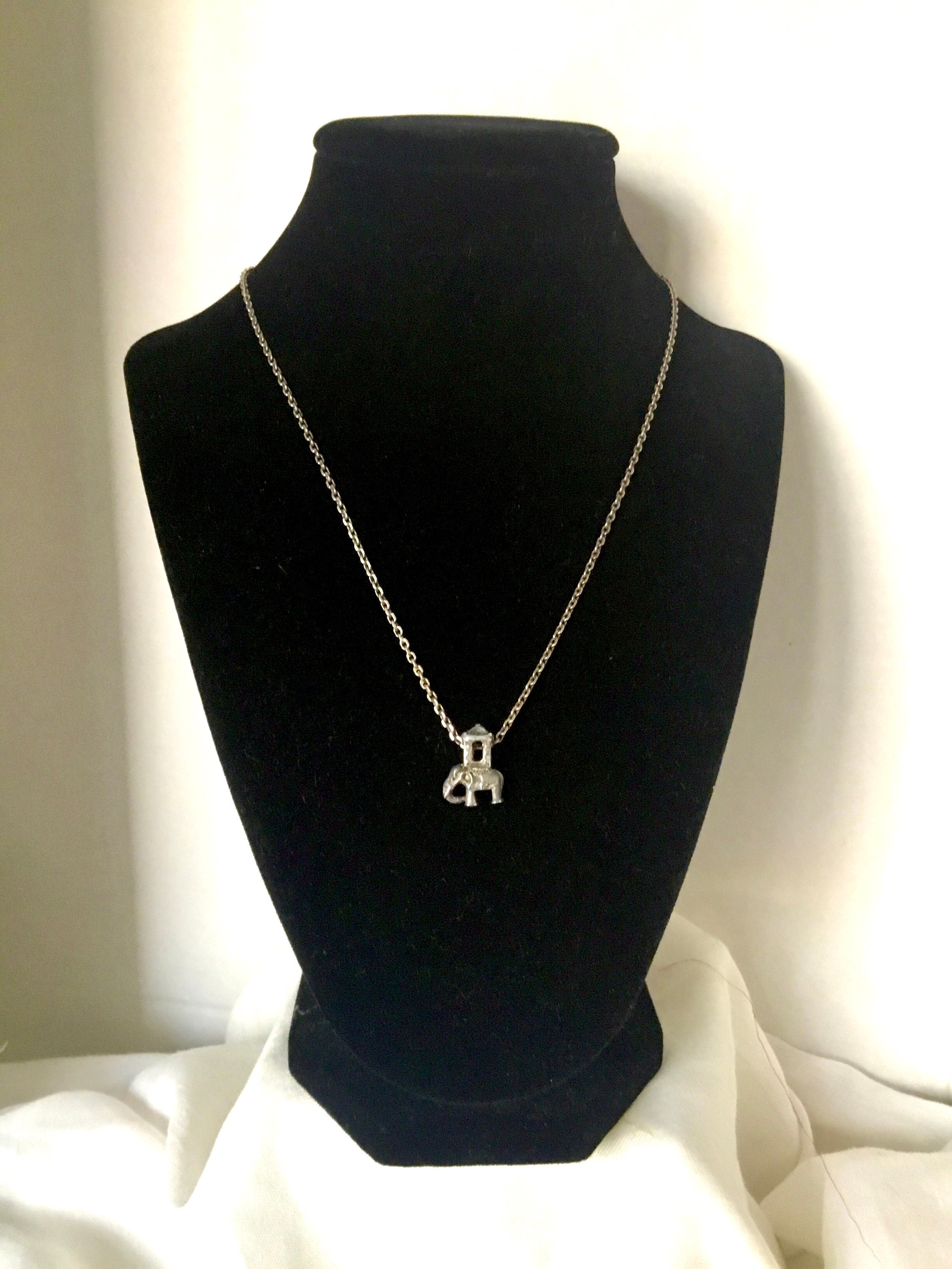 Vintage Silver Elephant Pendant Necklace, Animal Lover Gift - Etsy