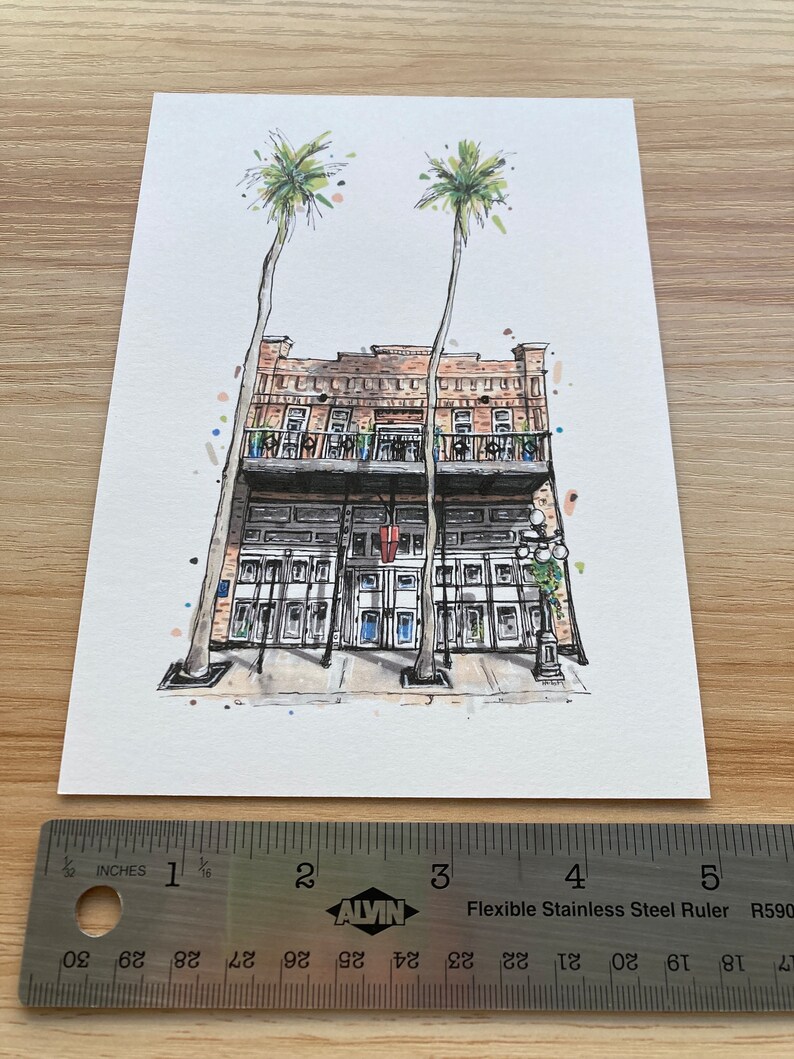 Building Illustration Print, Urban Sketch Drawing, City Scene Art, Ybor ...