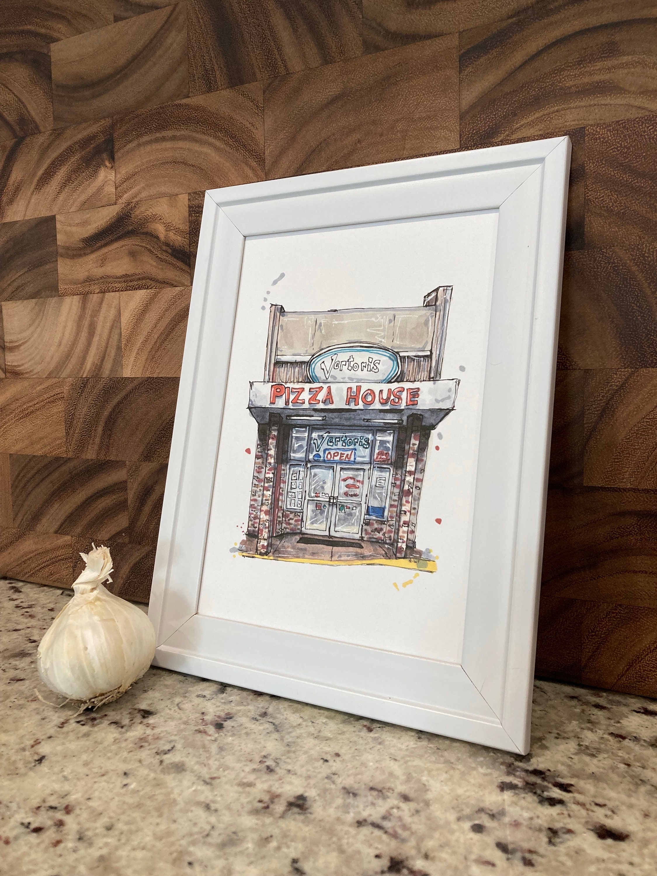 Original Pizza Art Print | Vertoris | Pizza Restaurant Drawing | Urban ...