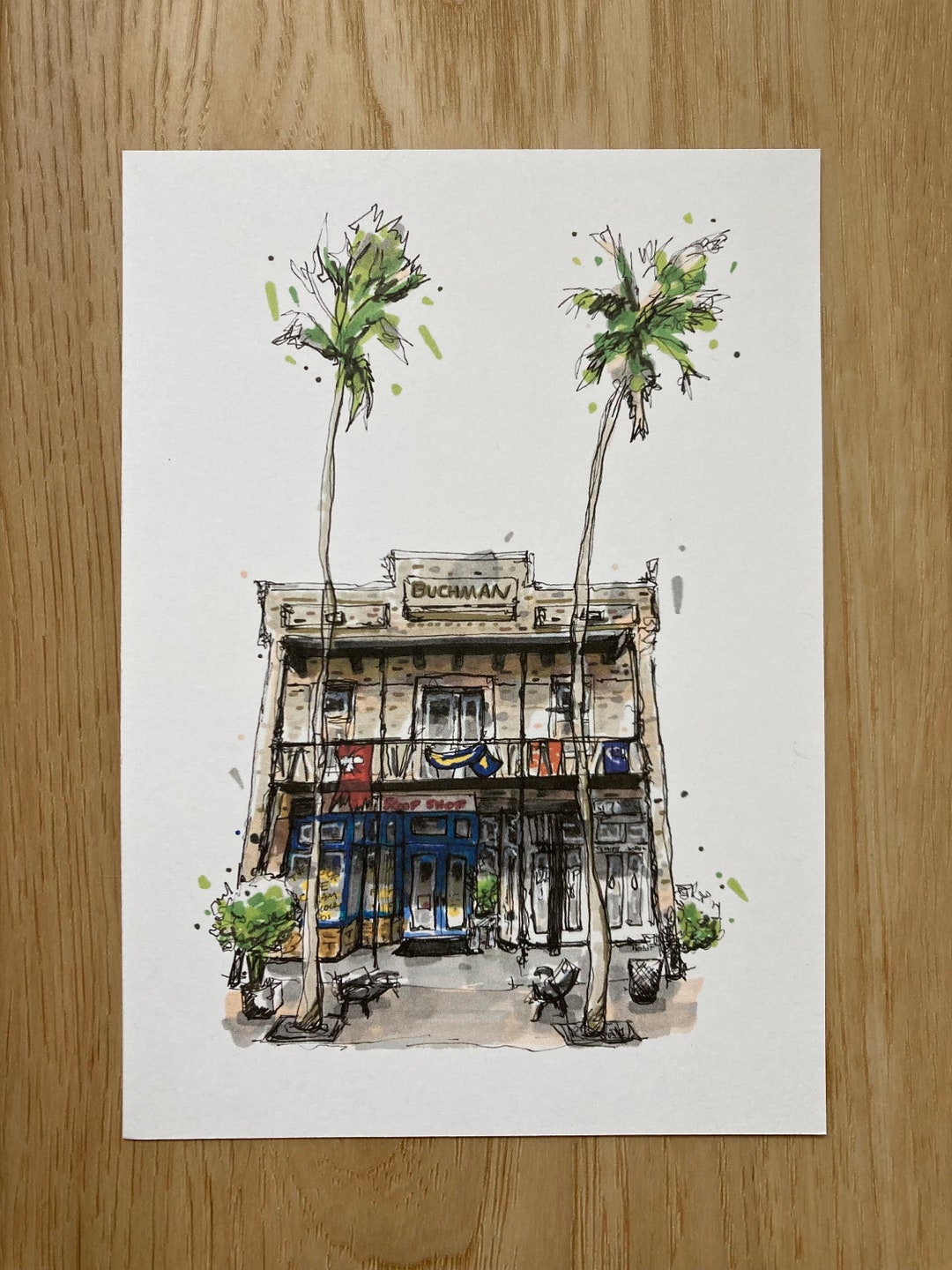 Storefront Illustration Print | Buchman Building | Ybor City Art ...