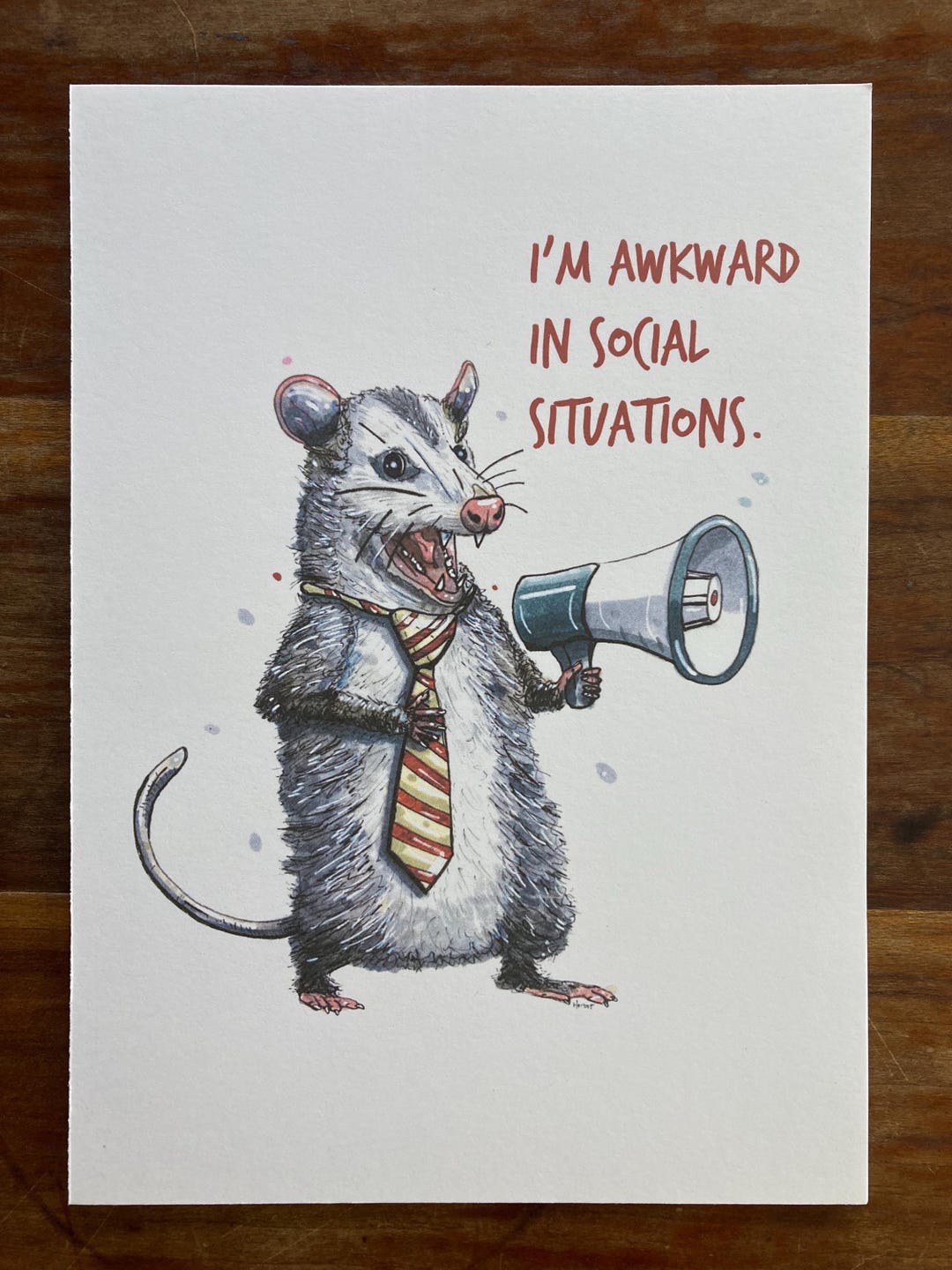 Introverted Opossum Illustration | Funny Opossum Art | Introvert Gifts ...