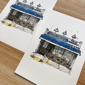 Italian Restaurant Drawing | Dolce Italia | Urban Sketch Print ...