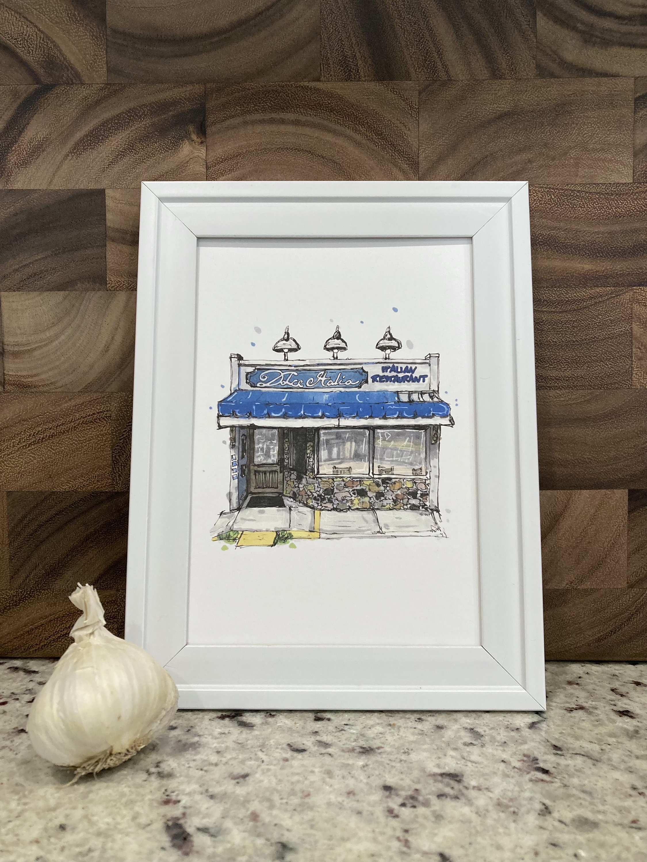 Italian Restaurant Drawing | Dolce Italia | Urban Sketch Print ...