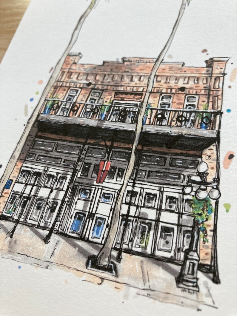Building Illustration Print, Urban Sketch Drawing, City Scene Art, Ybor ...