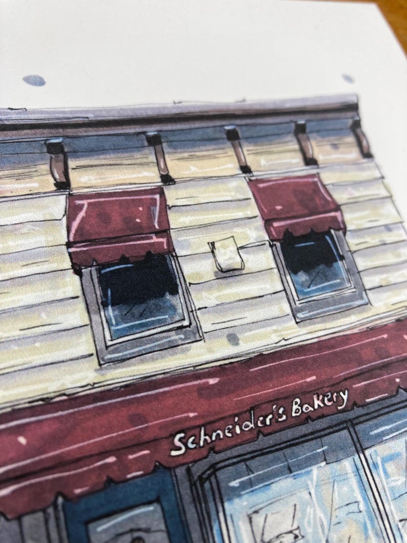 Schneider's Bakery Print | Westerville, Ohio Art, Marker City Scene - Etsy