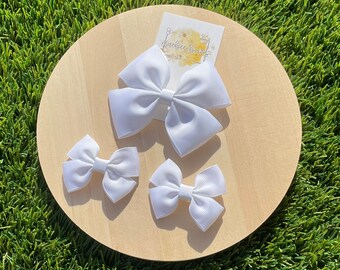 White Pigtail Bows Hair Bows Hair Clips Baby Bows Baby - Etsy
