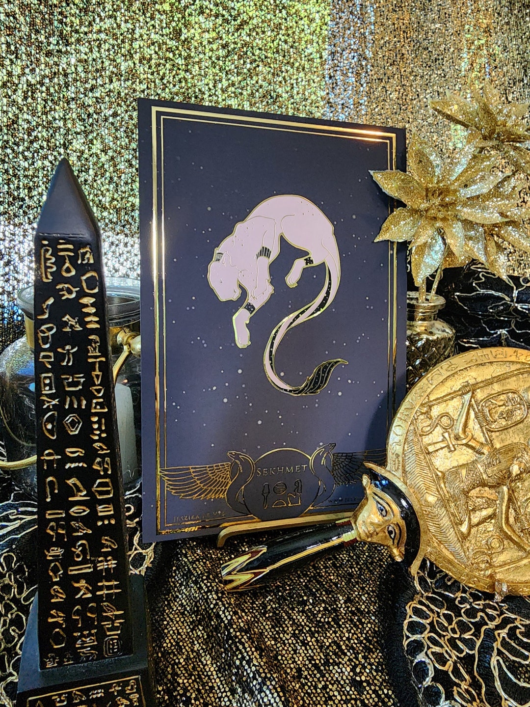 Sekhmet Sticker *new Light Color!* Gold Foil Metallic Chrome - Kiss Cut ...