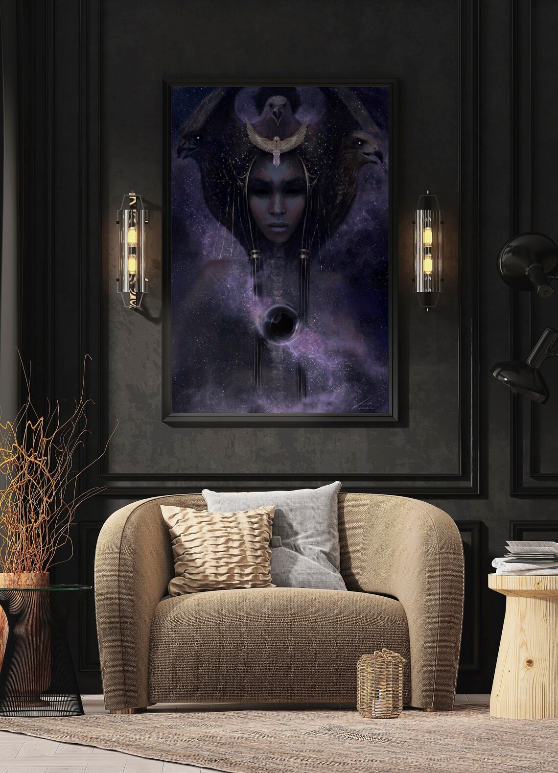 Nephthys art Print Egyptian Mythology Painting Goddess of - Etsy