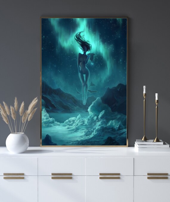 Zenith art Print Fantasy Painting Aurora Borealis Northern - Etsy
