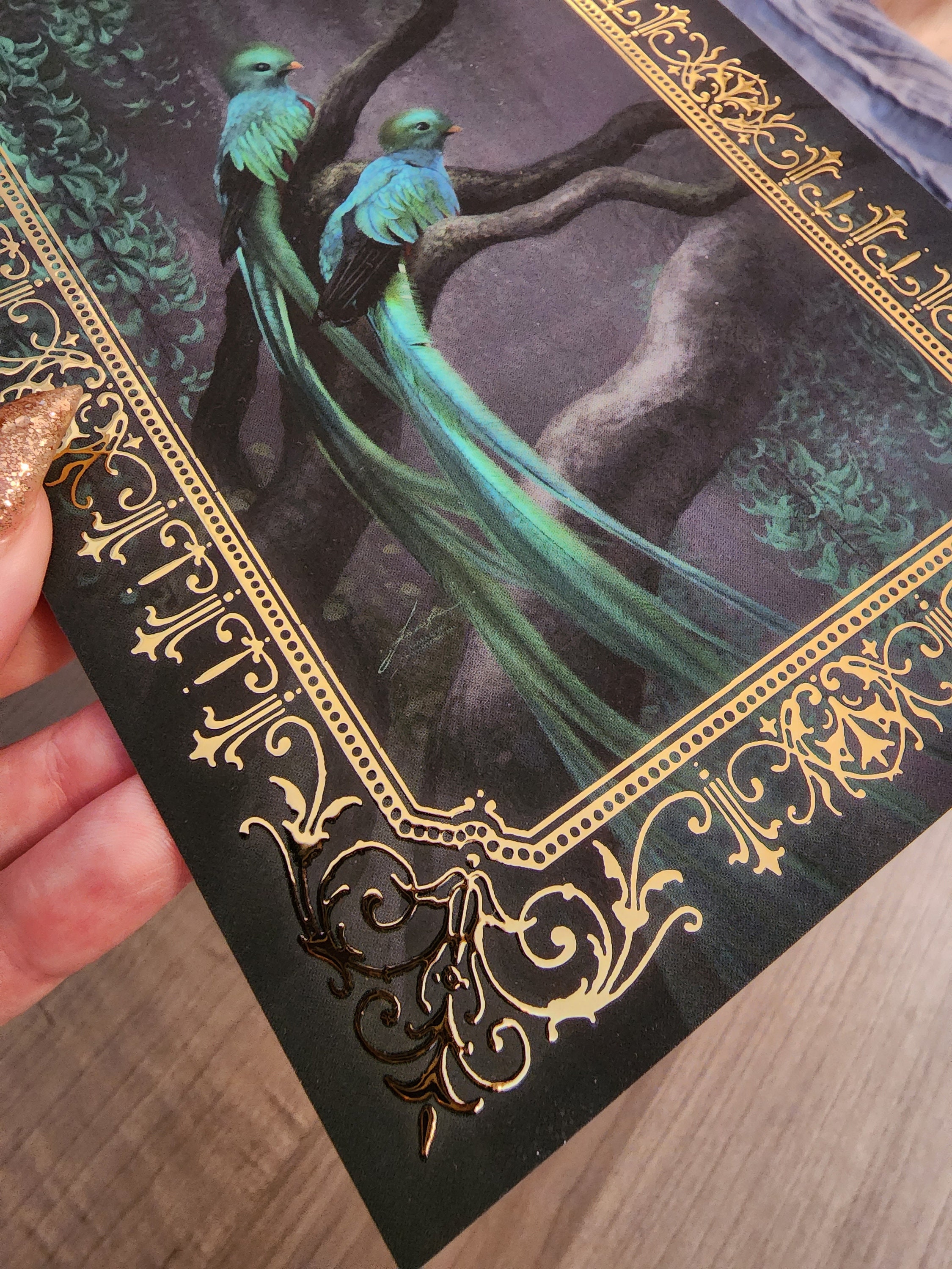 Quetzal & Jade [gold Foil Mini Print] Emerald Green Bird Flower ...