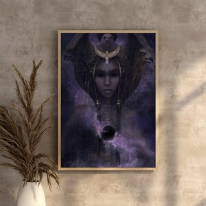 Nephthys art Print Egyptian Mythology Painting Goddess of Death Black ...