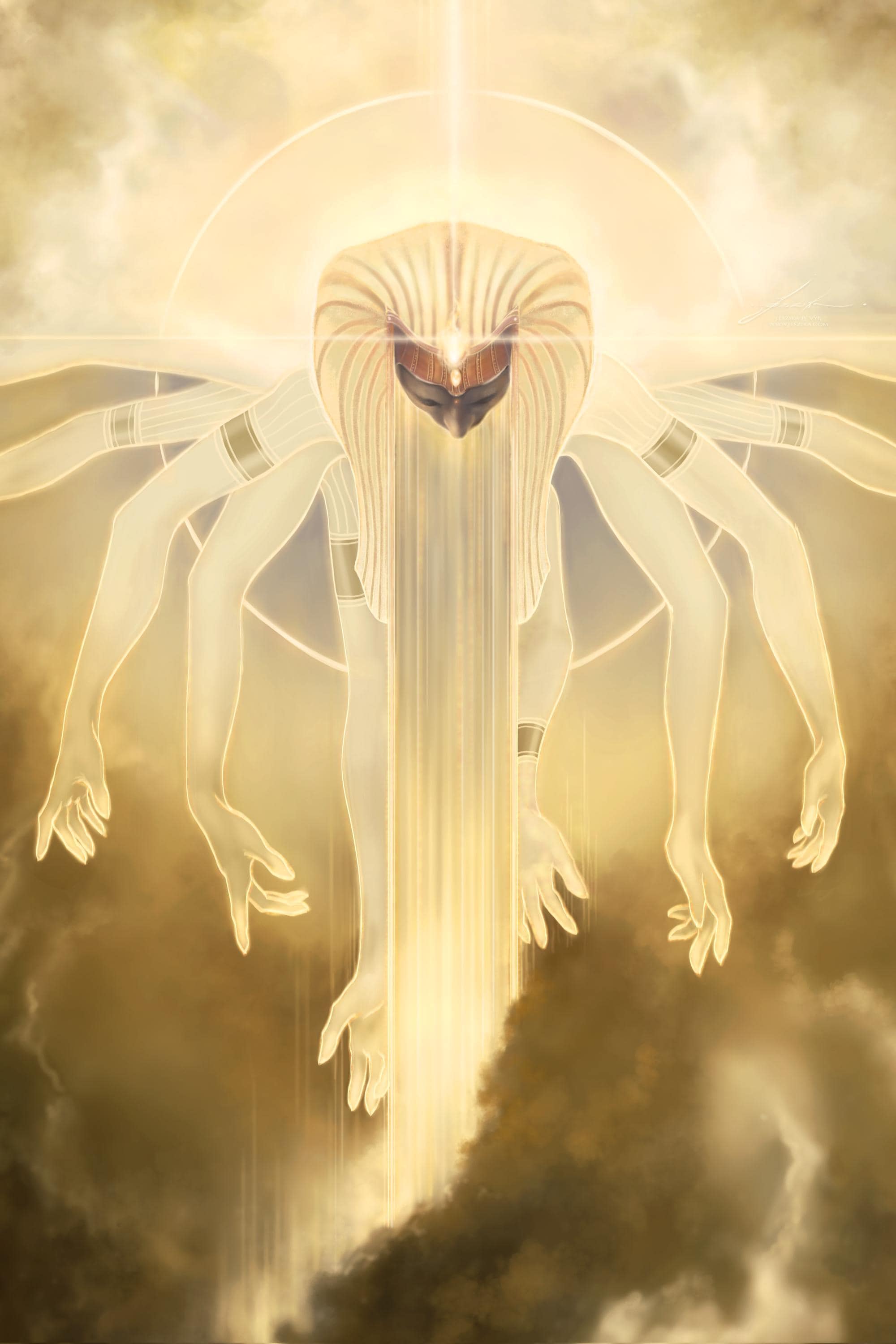 Aton [art Print] Egyptian Mythology Painting - Sun God of Life Solar ...
