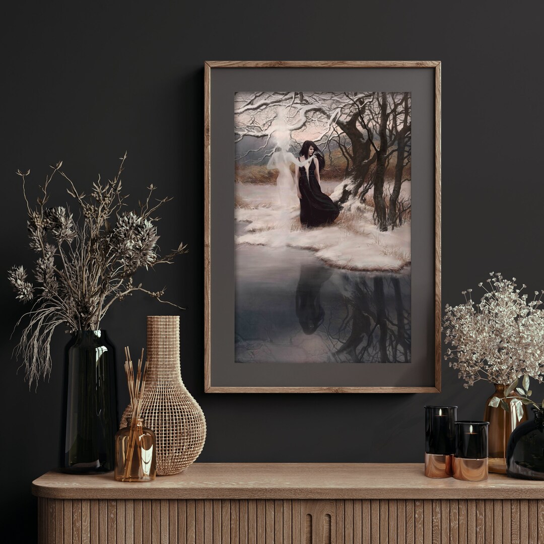 Secrets art Print Sorceress Painting silent as the Frost Ghost Spirit ...