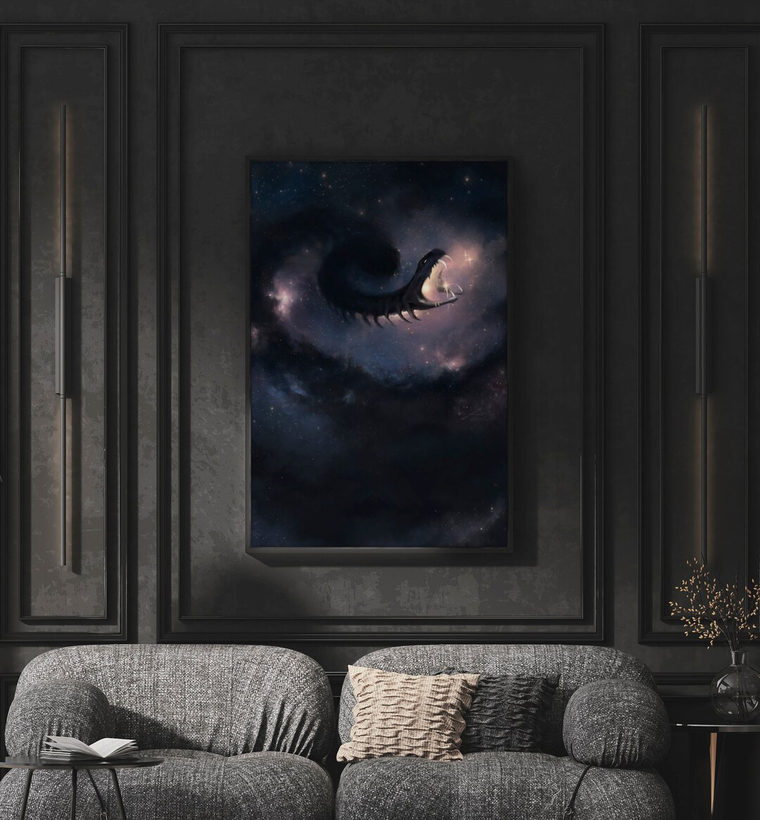 Apep [art Print] Egyptian Mythology Painting - Cosmic Serpent Devouring Stars Sun Entropy Space ...