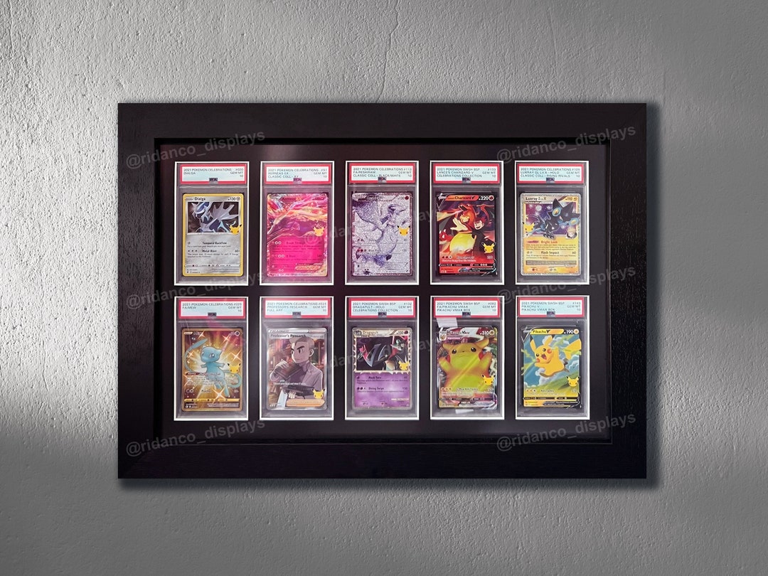 Black Graded Slab 10 Card Frame With Optional UV Protection, PSA ...