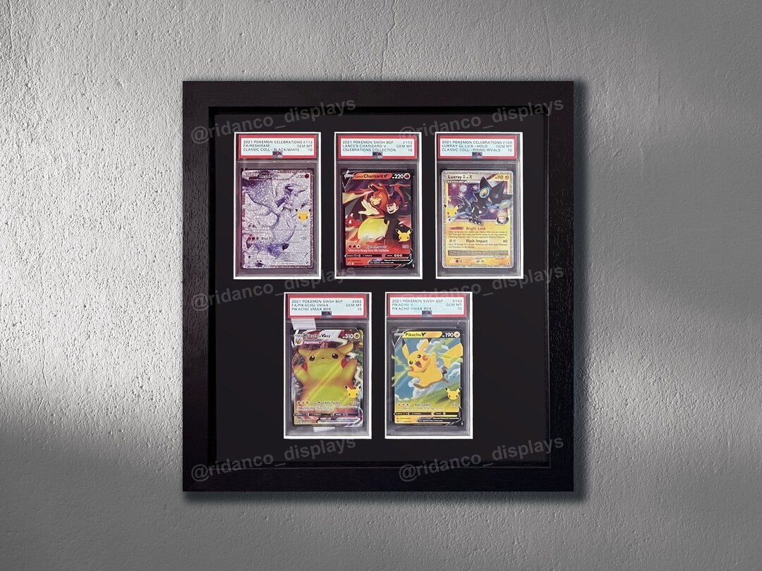 Black Graded Slab 5 Card Frame With Optional UV Protection, PSA ...