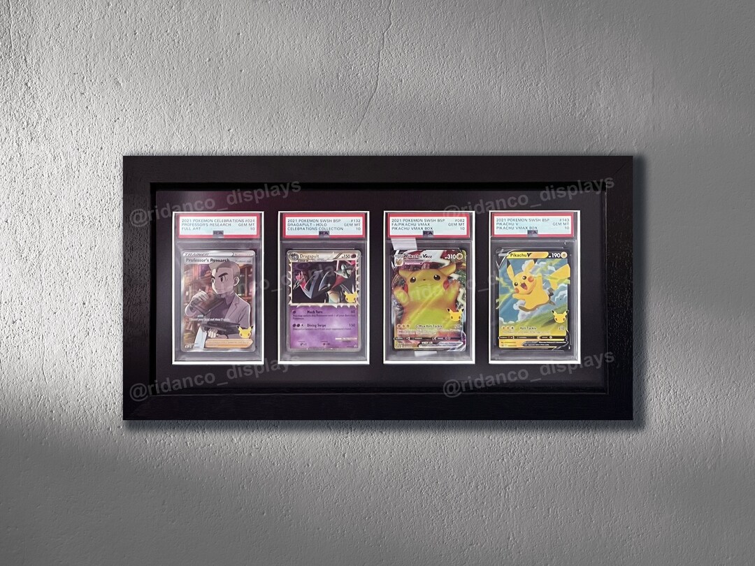 Black Graded Slab 4 Card Frame With Optional UV Protection, PSA ...