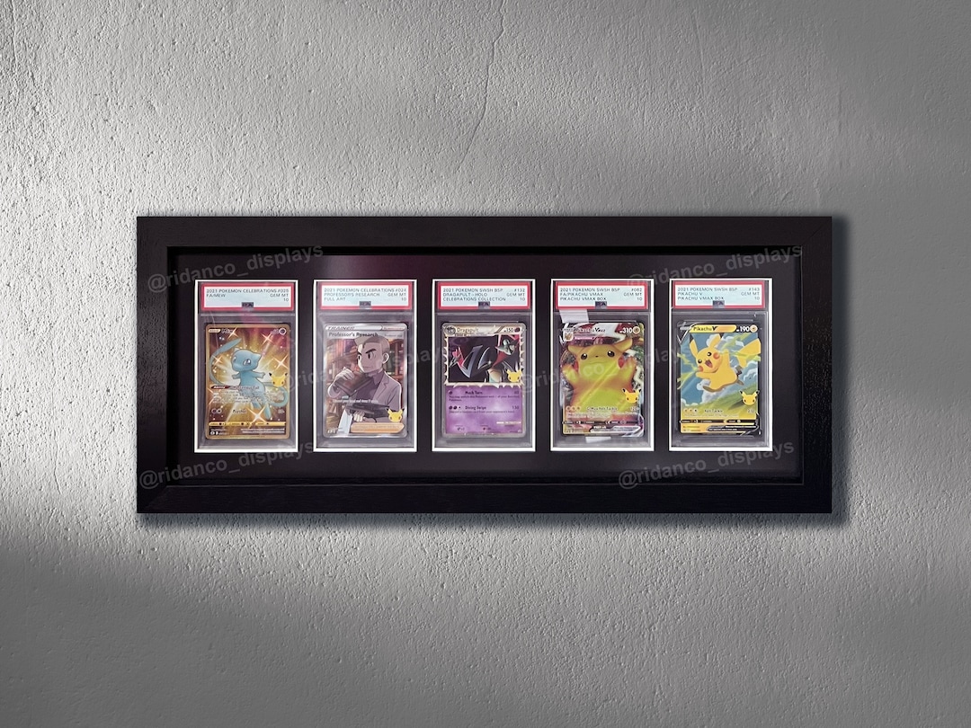 Black Graded Slab 5 Card Frame With Optional UV Protection, PSA ...