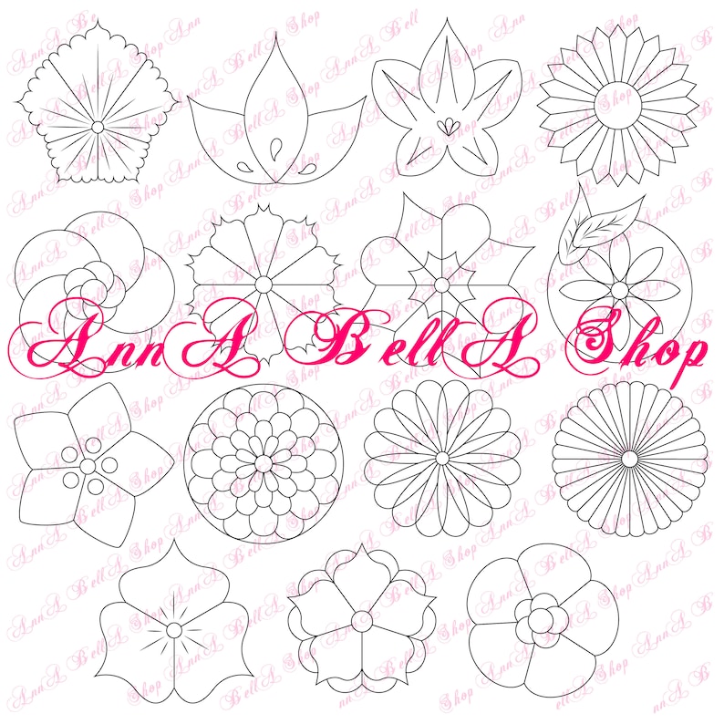 Flower Digital Stamps Vector Art Vector Grafics Commercial | Etsy