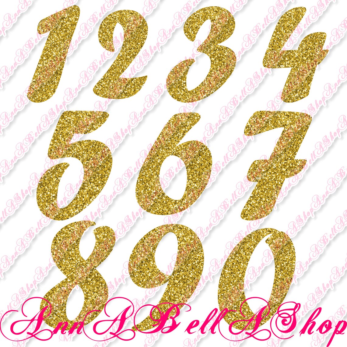 Gold Numbers Clipart Raster Art Vector Grafics Commercial | Etsy