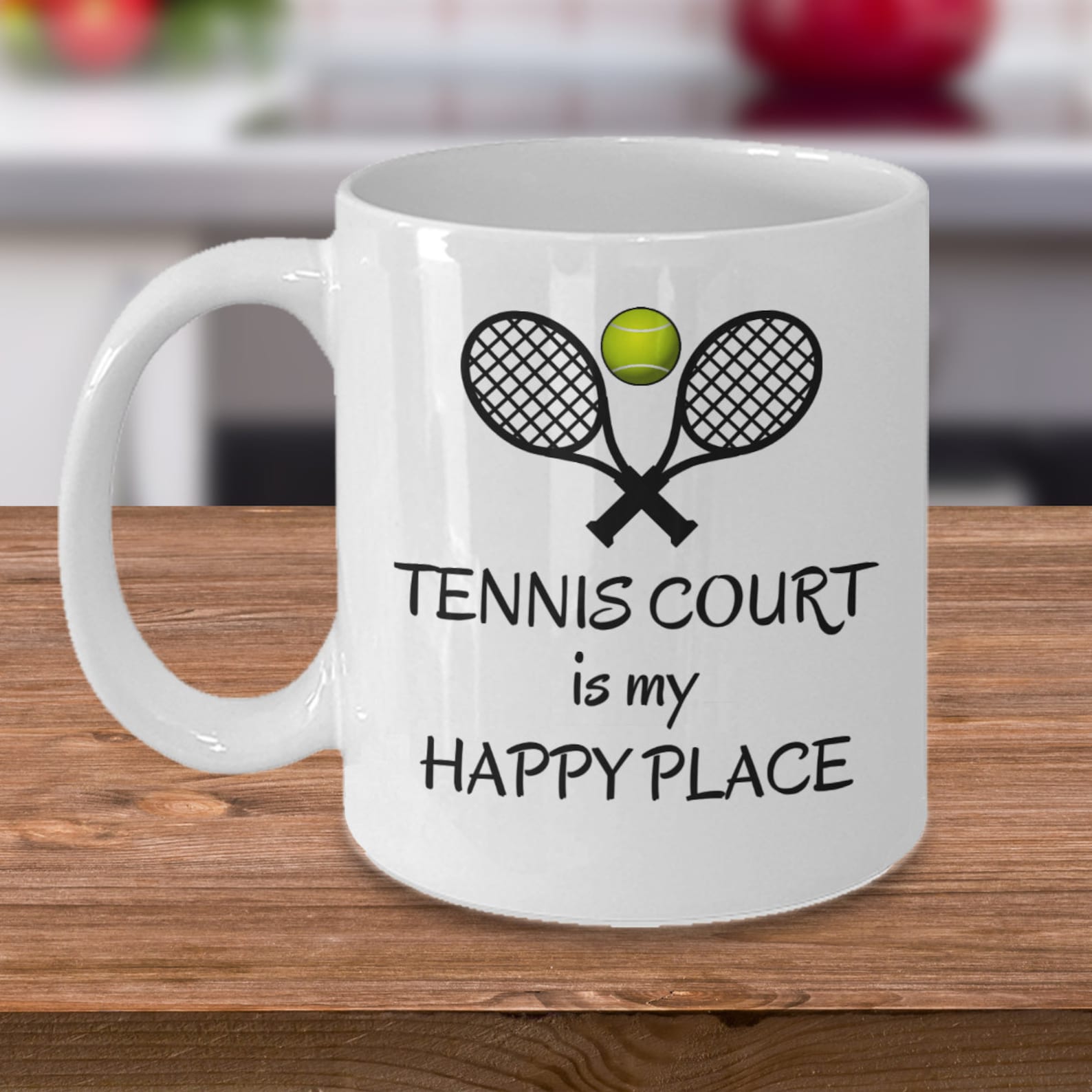 Tennis sport coffee mug Tennis court is my happy place | Etsy