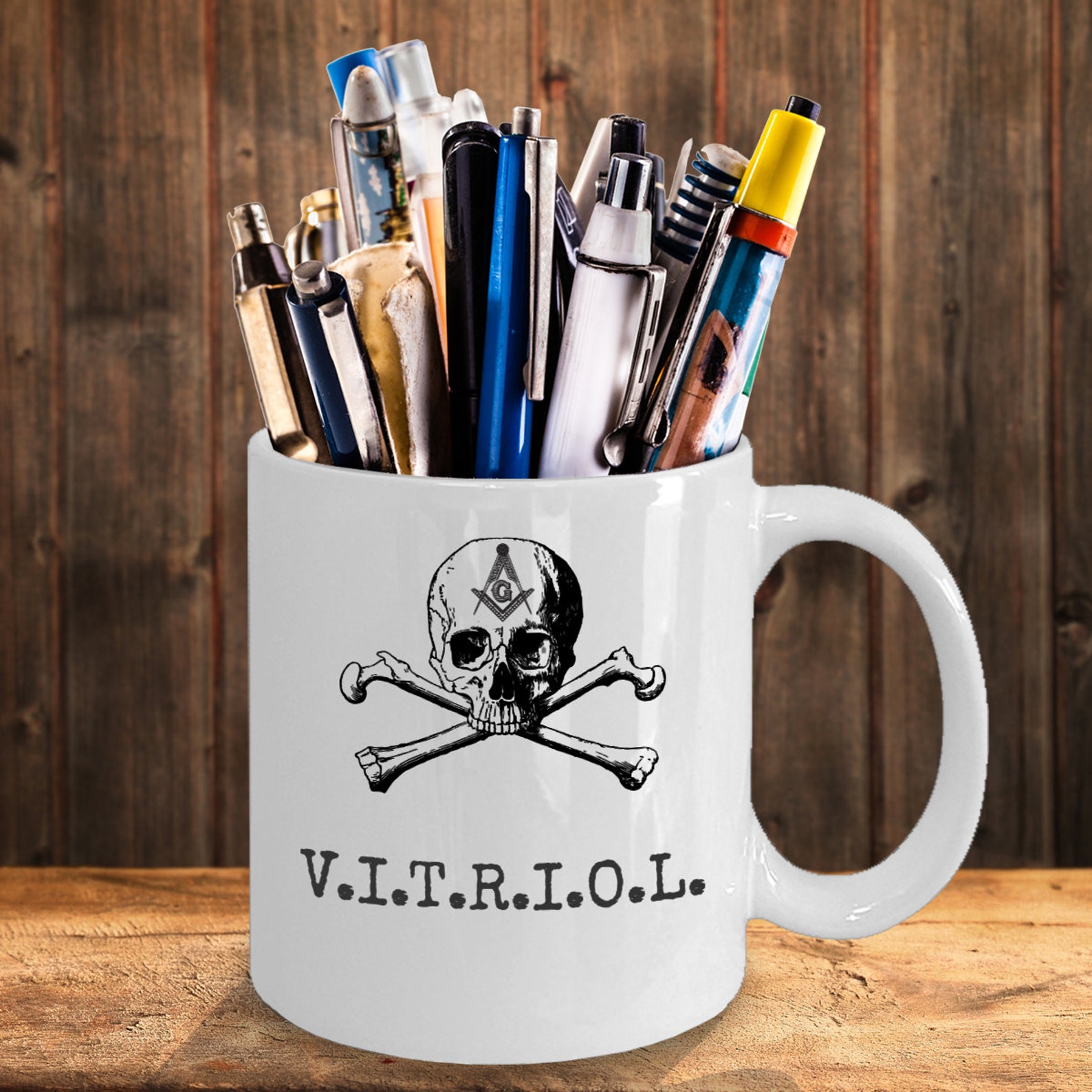 Freemason Coffee Mug - Masonic V.I.T.R.I.O.L. Symbol VITRIOL Skull and ...