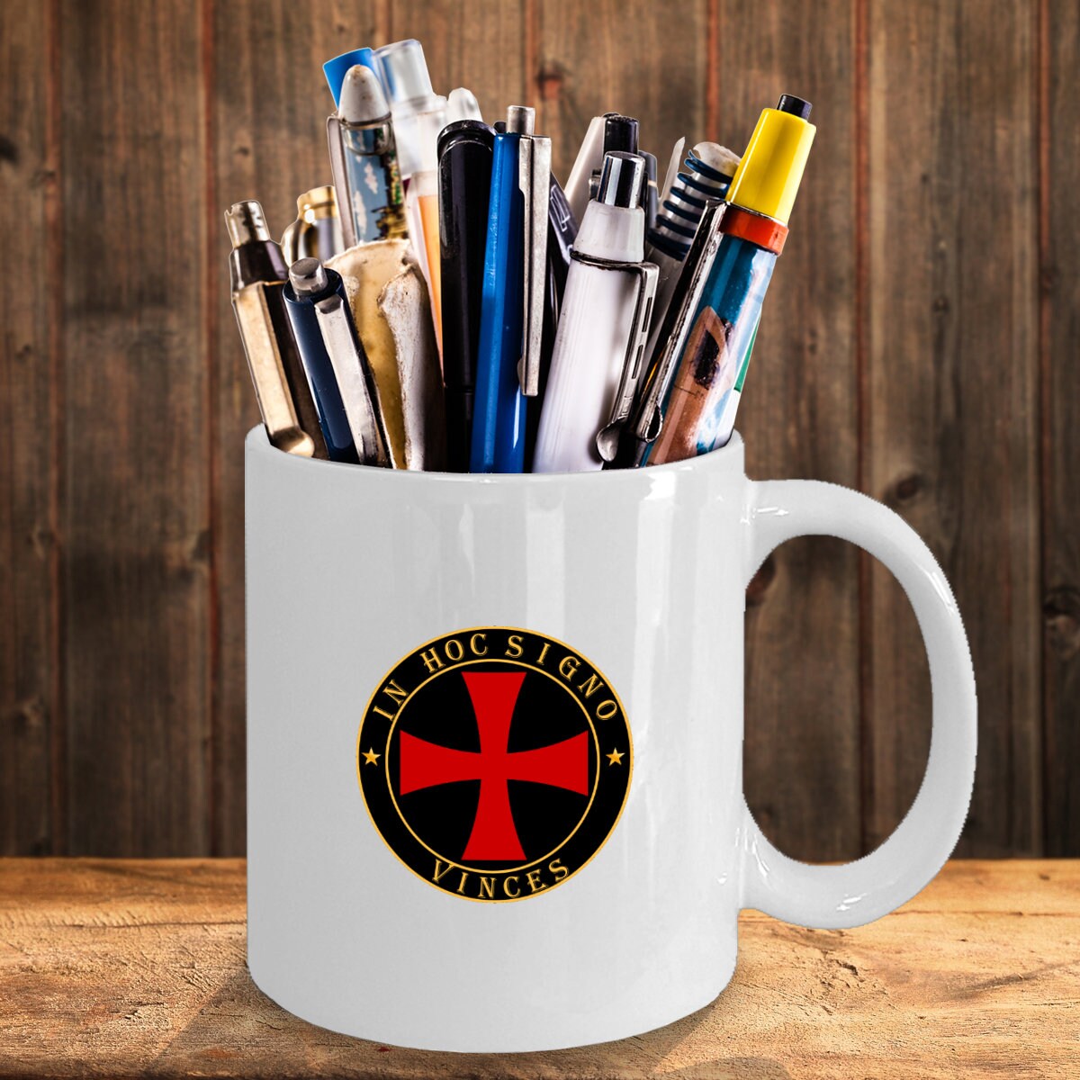 Knights Templar Coffee Mug - in Hoc Signo Vinces - Masonic Solomon ...