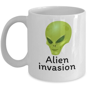 Alien Mug - UFO Themed Gift - Alien Invasion - Space Alien Head Cup ...