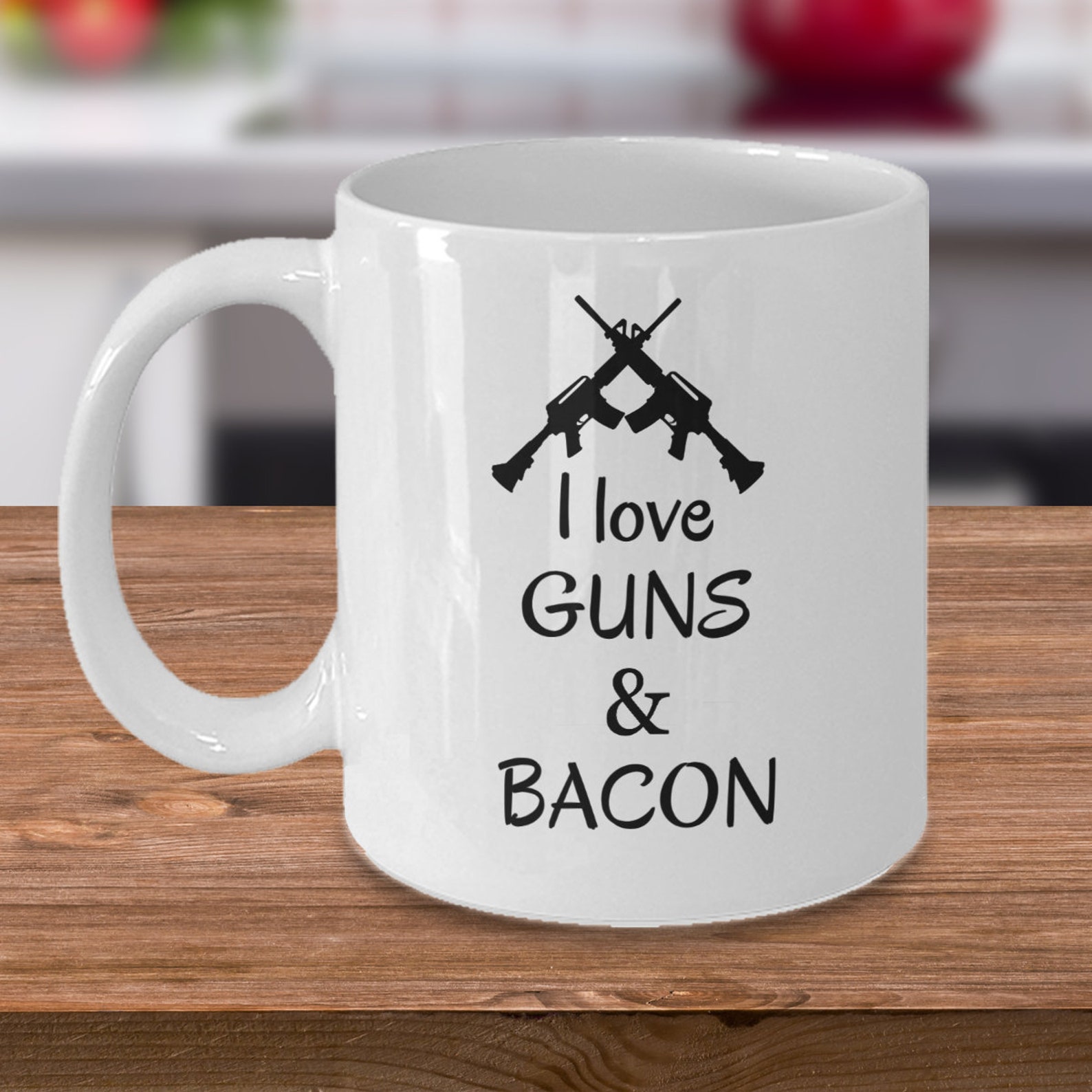 Gun lover gifts for men I love guns and bacon Funny gun | Etsy