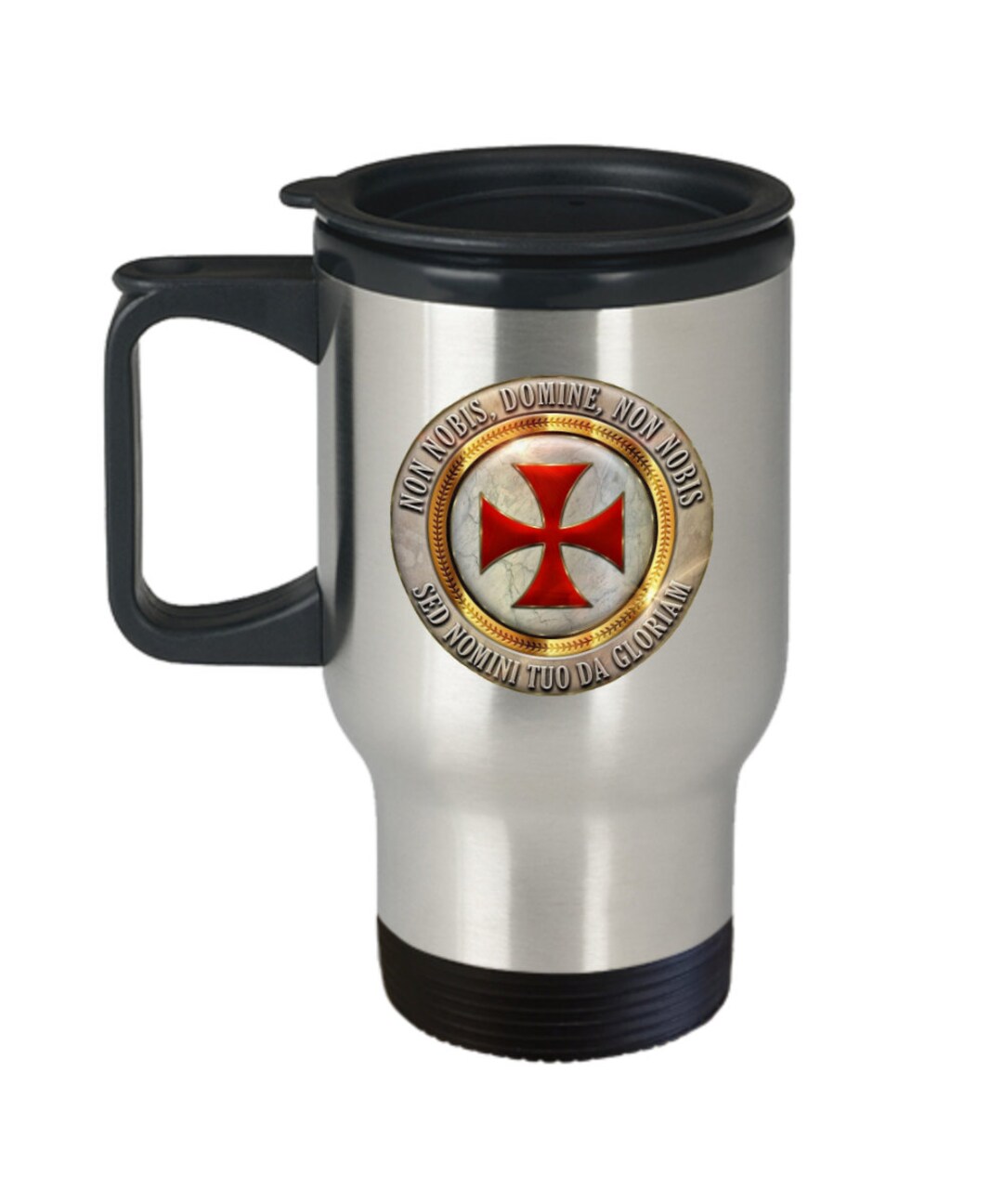 Knights Templar Masonic Travel Mug - Non Nobis Domine Motto Templar ...