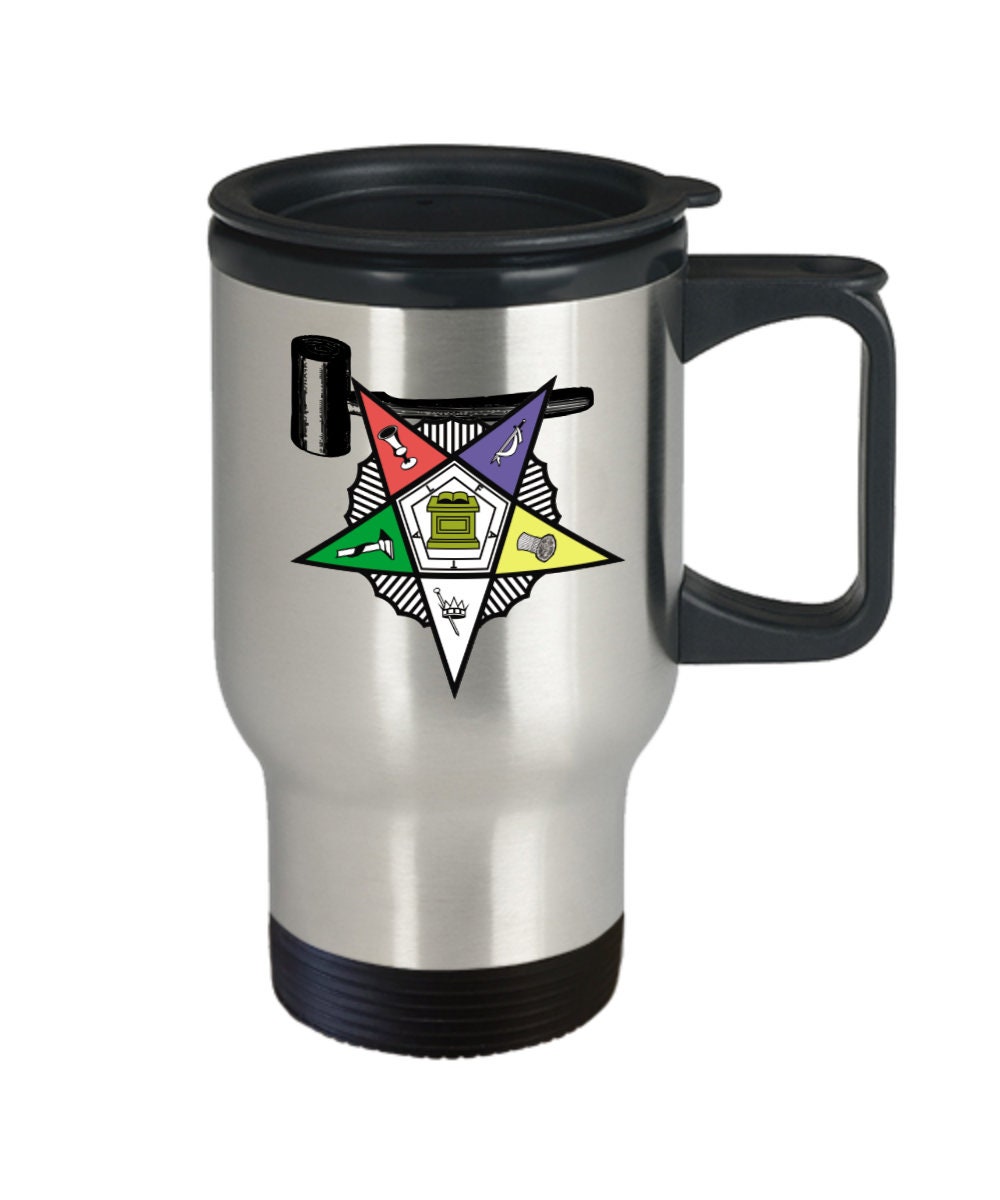 Masonic Travel Mug - Order of the Eastern Star Past Matron Gavel Symbol ...