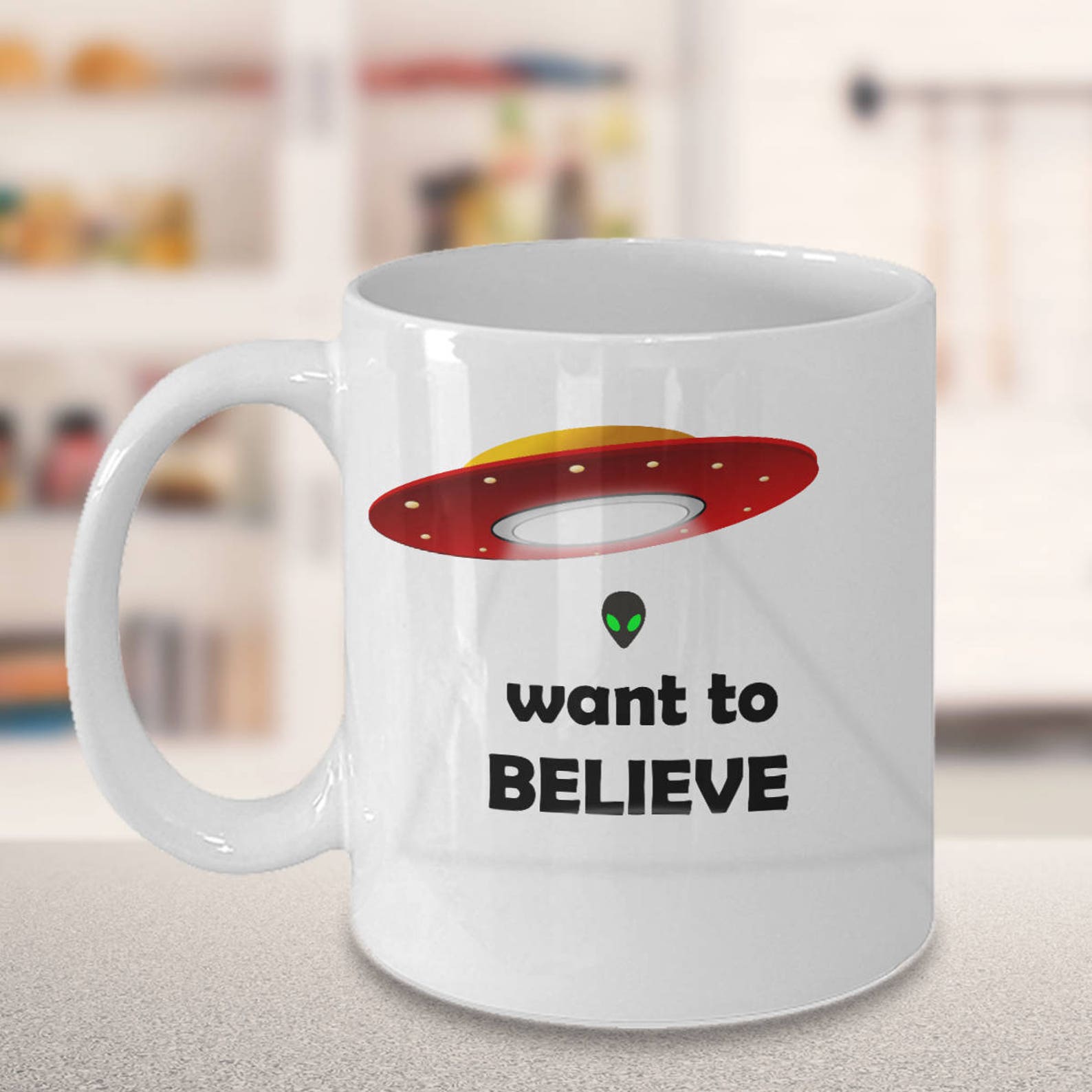 UFO Alien Coffee Mug I Want to Believe Extraterrestrial - Etsy