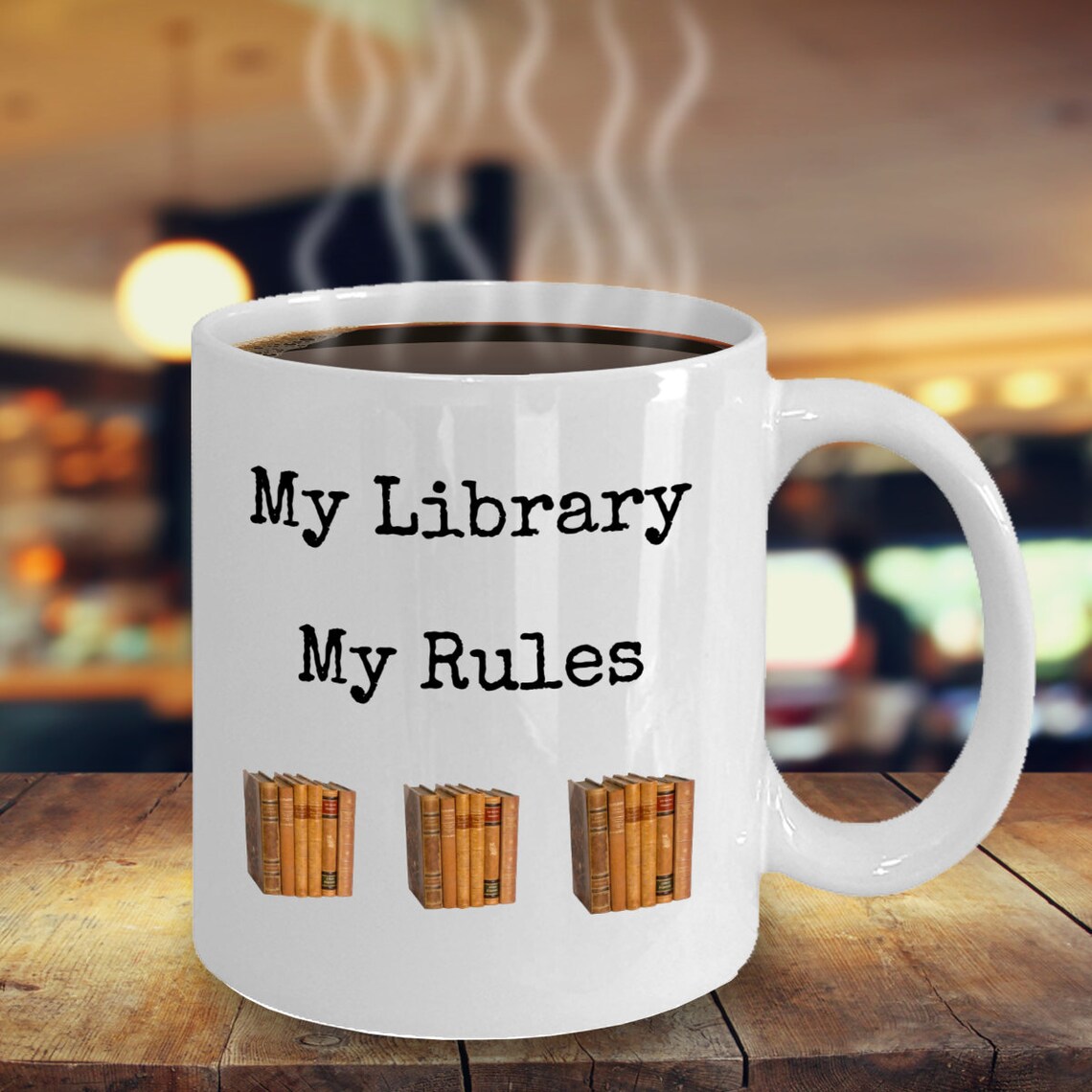 Book lovers funny coffee mug My library my rules Reading | Etsy