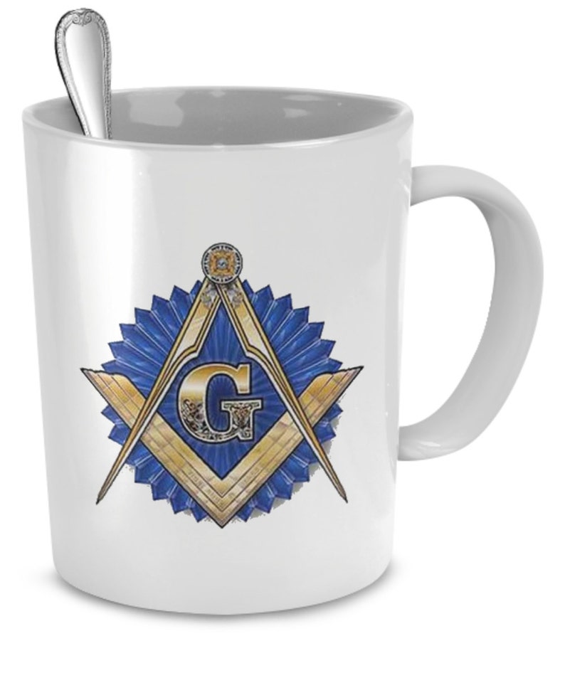 Freemason Coffee Mug Masonic Symbol Blue Ribbon Cup - Etsy