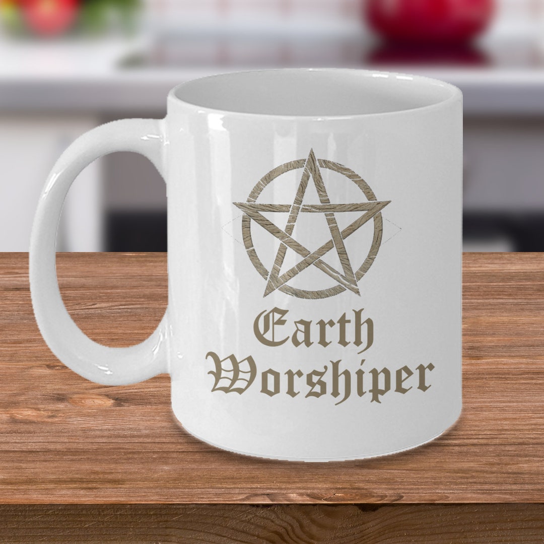 Wicca Coffee Mug - Earth Worshiper - Pagan Witches Pentagram Symbol Cup ...