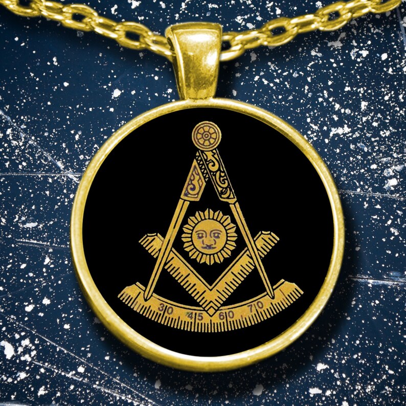 Freemason necklace Masonic past master symbol black pendant | Etsy