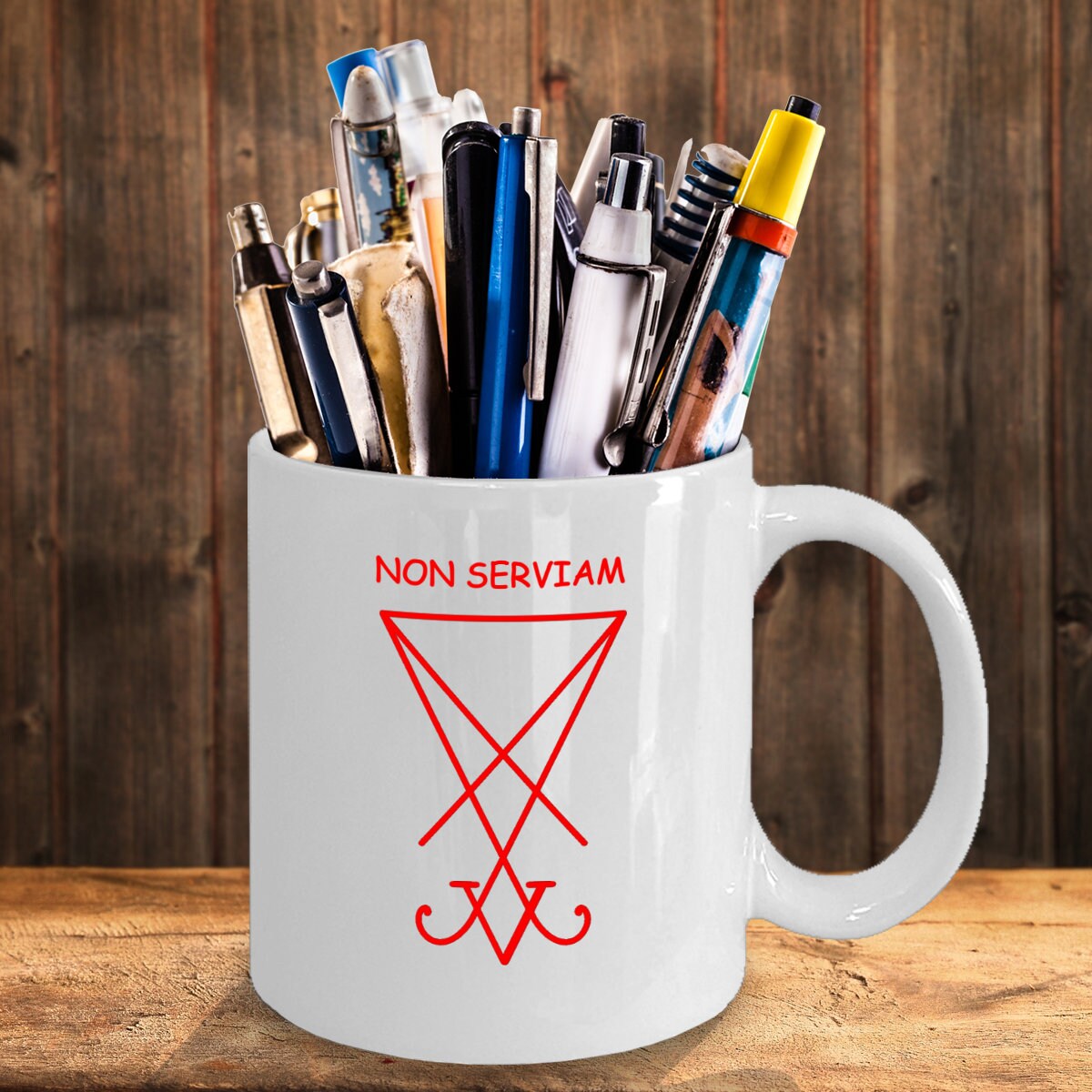 Esoteric Satanic Coffee Mug - Non Serviam Lucifer Sigil Seal Motto ...