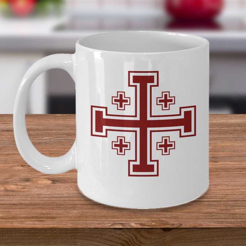 Knights Templar Coffee Mug - Jerusalem Cross Symbol - Masonic Heraldic ...