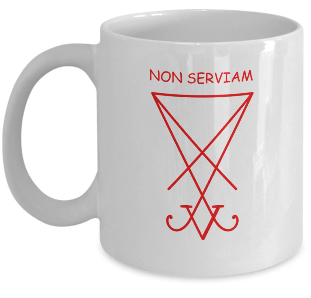 Esoteric Satanic Coffee Mug - Non Serviam Lucifer Sigil Seal Motto ...