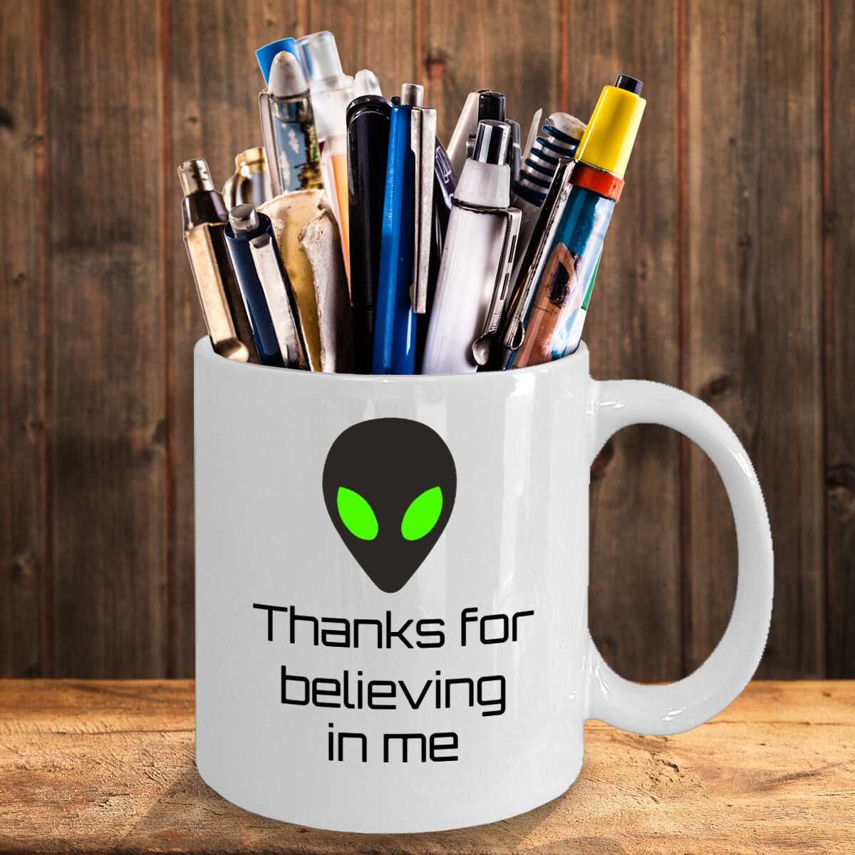 UFO Alien Head Coffee Mug Thanks for Believing in Me - Etsy
